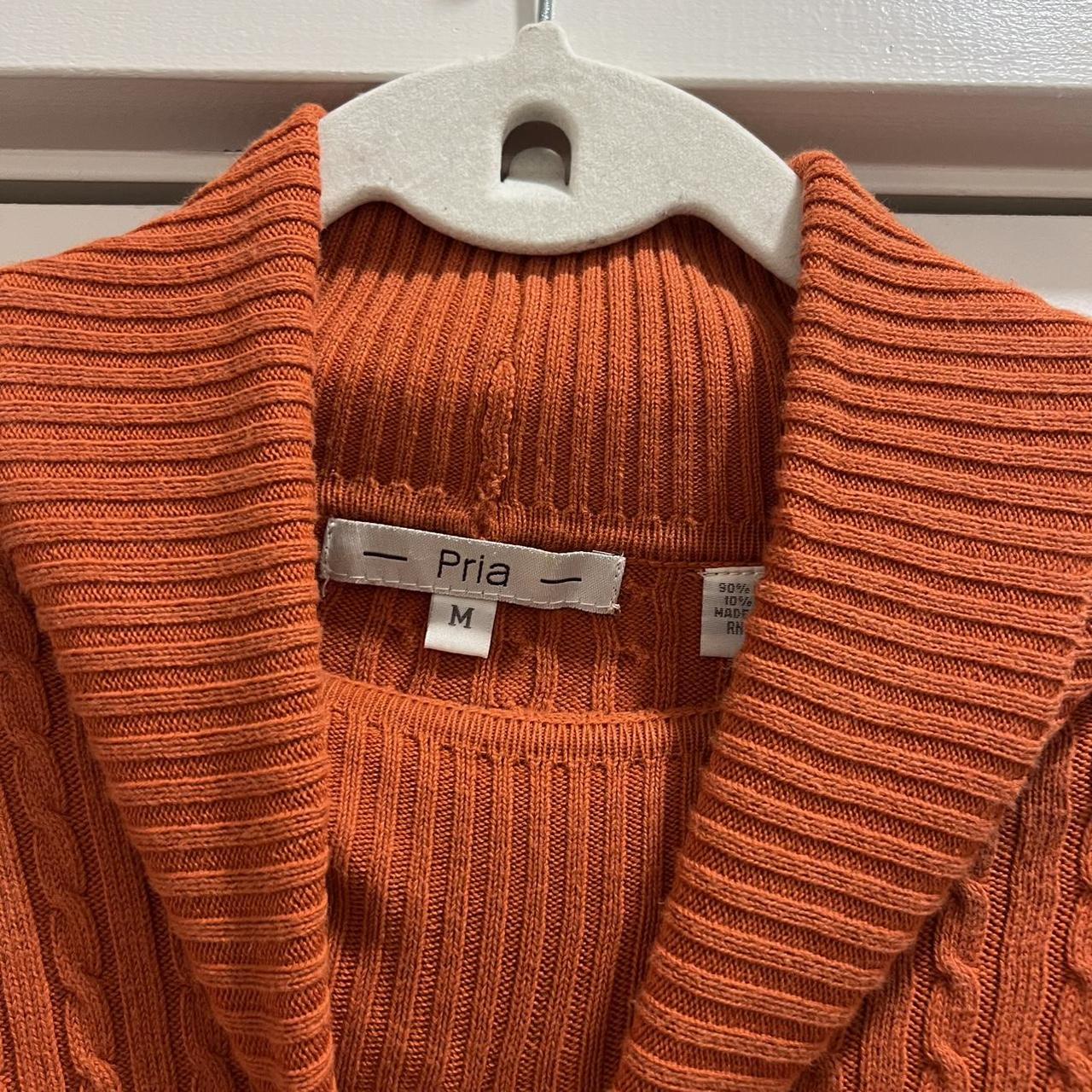 Orange cable knit turtleneck sweater size M. Comfy... - Depop