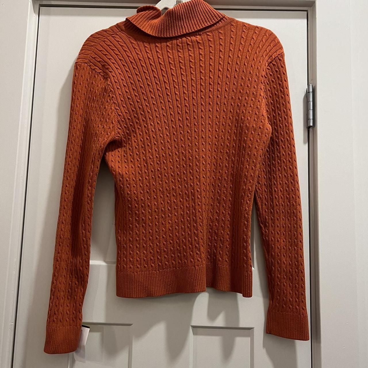 Orange cable knit turtleneck sweater size M. Comfy... - Depop
