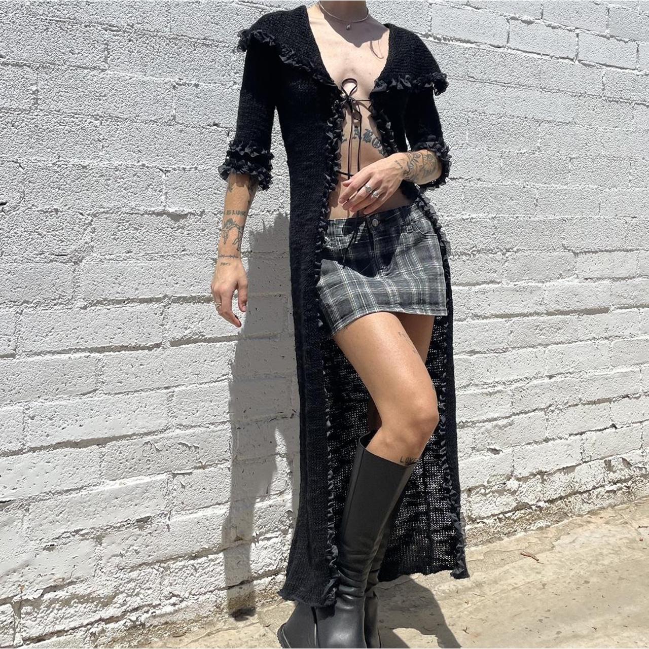 Black knit sweater ruffle duster Goth witchy coven... - Depop