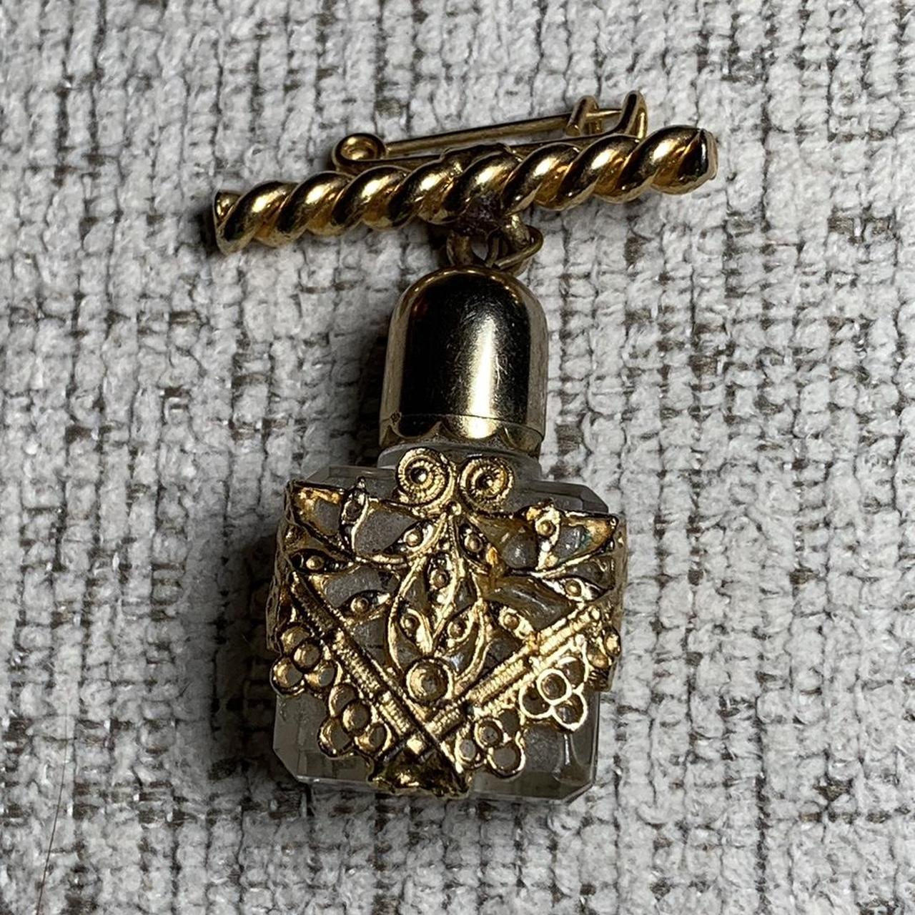 Vintage Bottle Perfume Pin Brooch - Depop