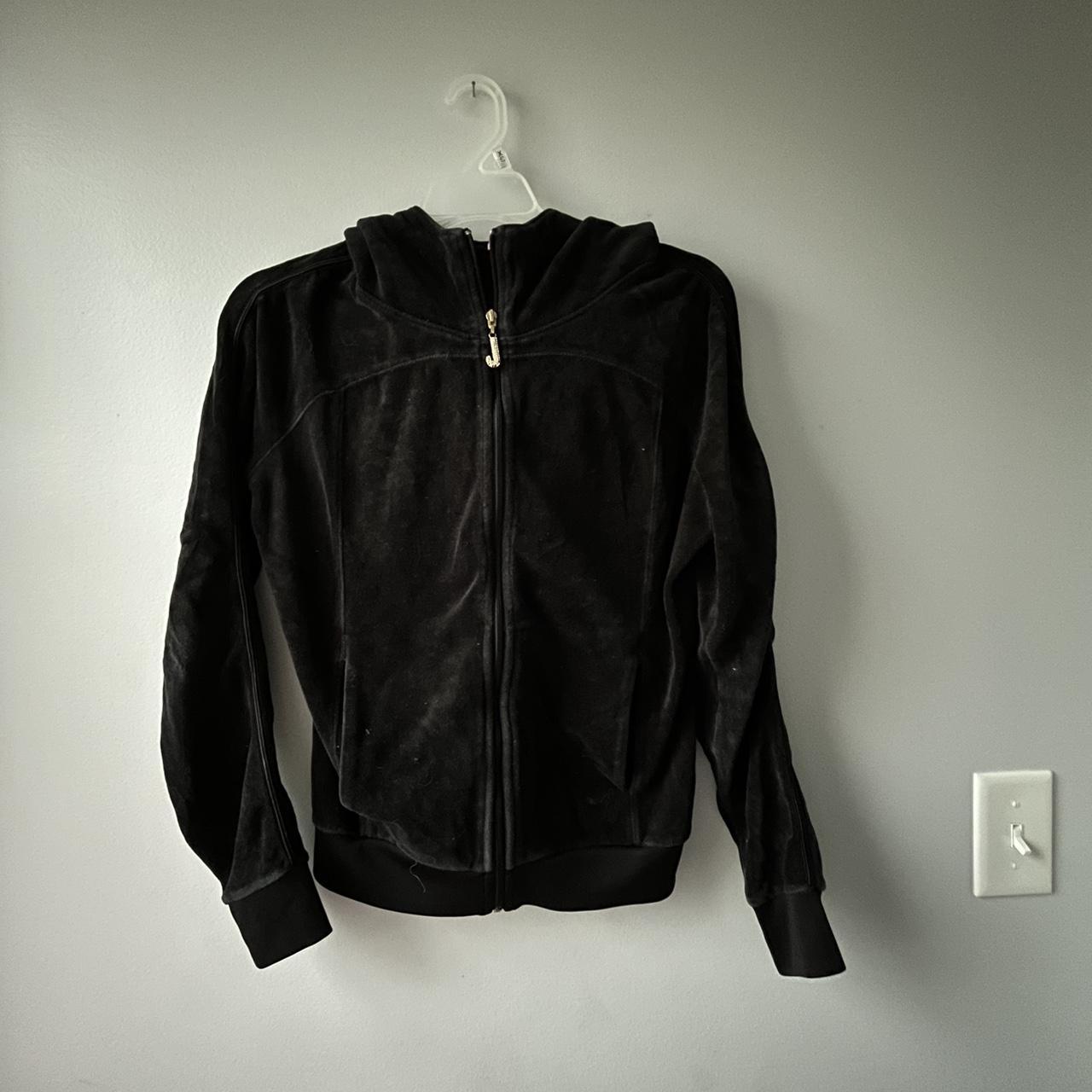 Juicy couture velour zip up with bedazzled j zipper... - Depop