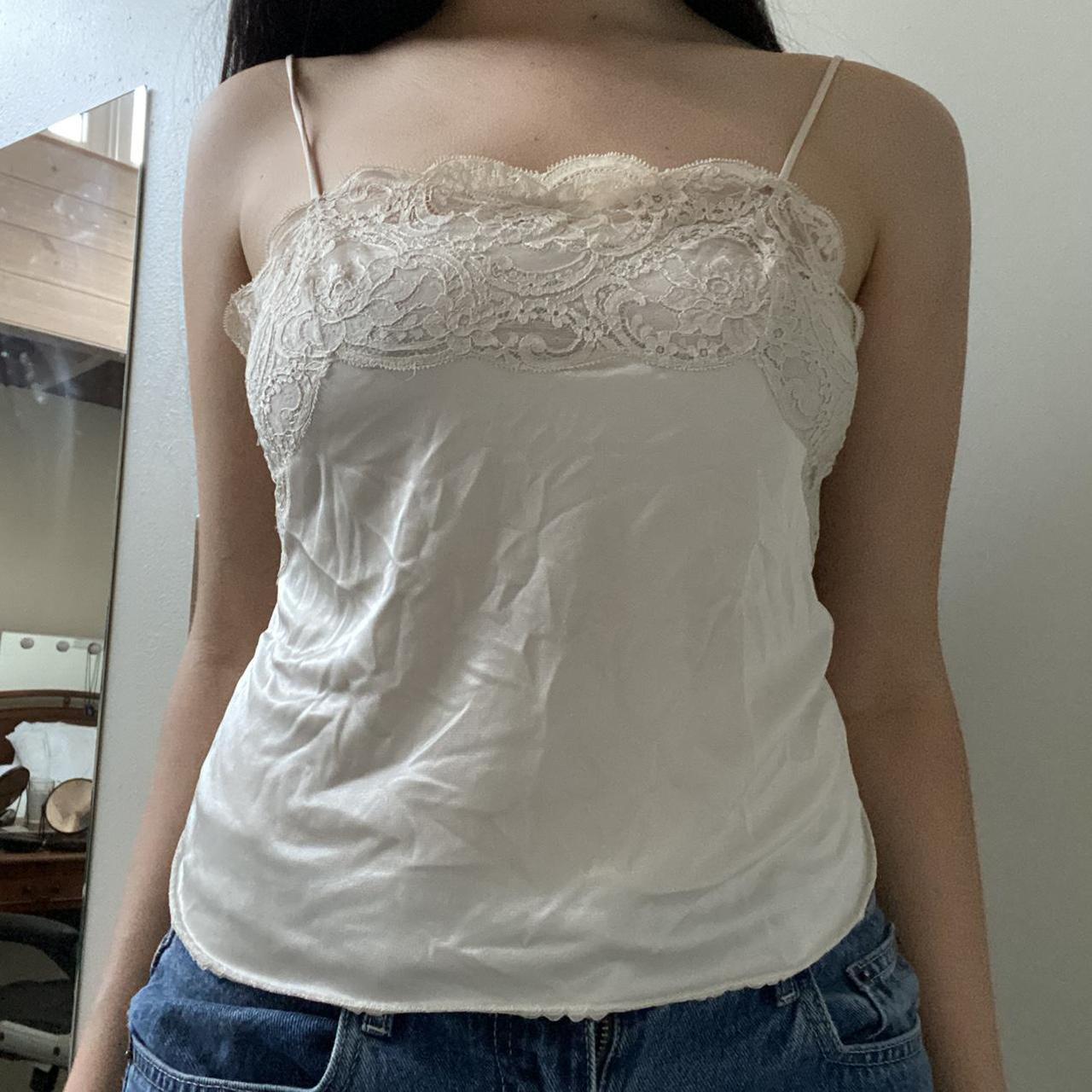 lace cream cami lingerie tank top so so... - Depop