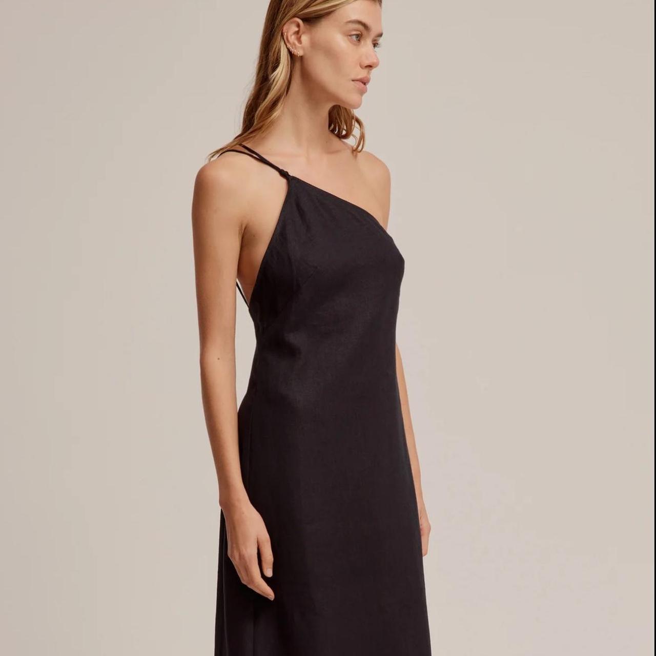 VENROY One Shoulder Linen Dress Size Small Worn... - Depop