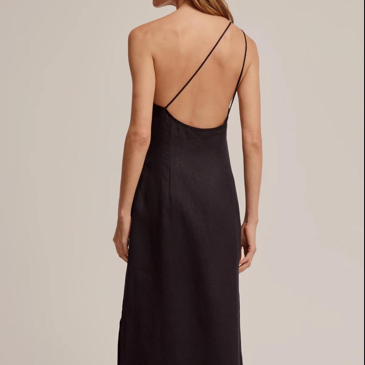 VENROY One Shoulder Linen Dress Size Small Worn... - Depop