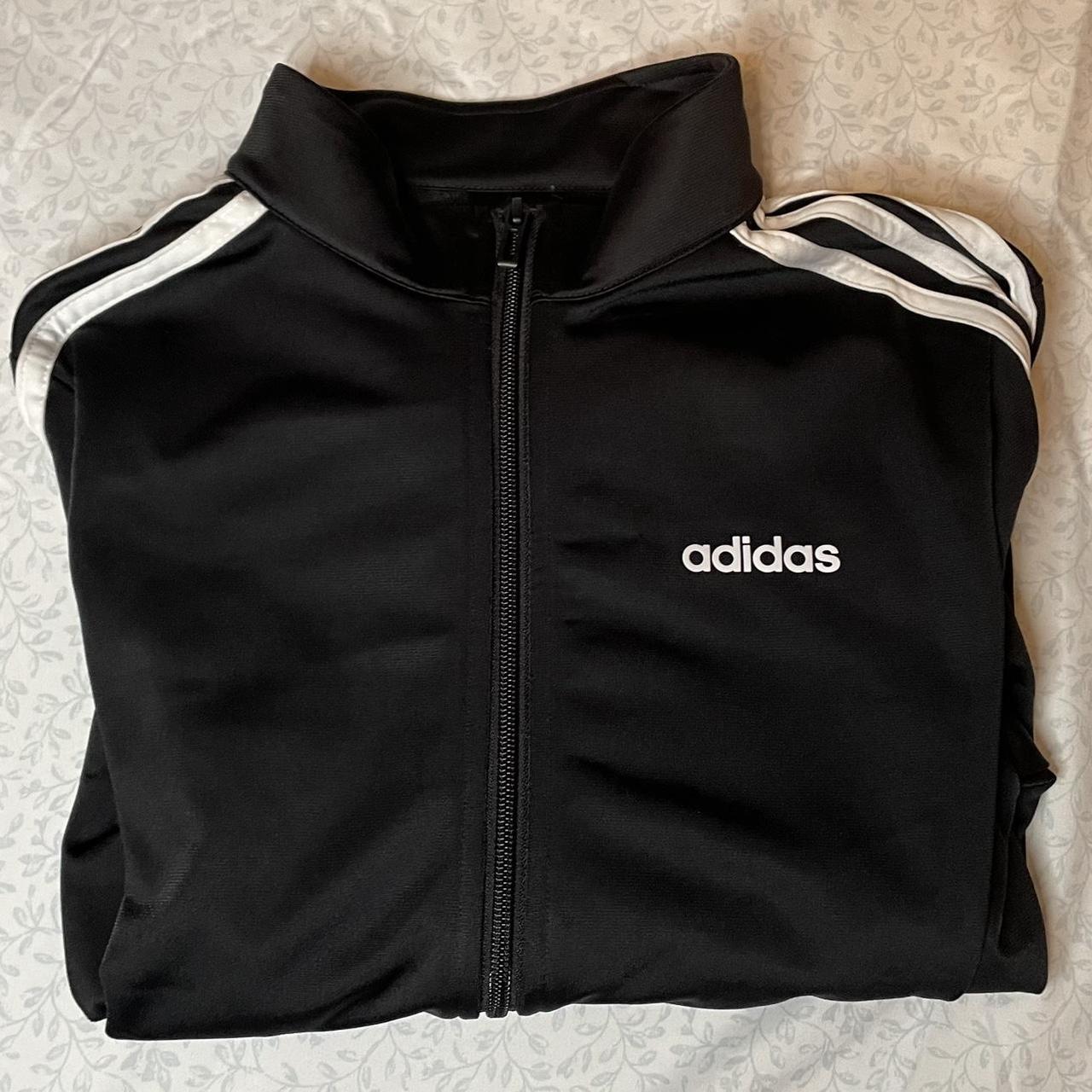 Adidas Black Jacket Worn once. An Adidas black ... - Depop