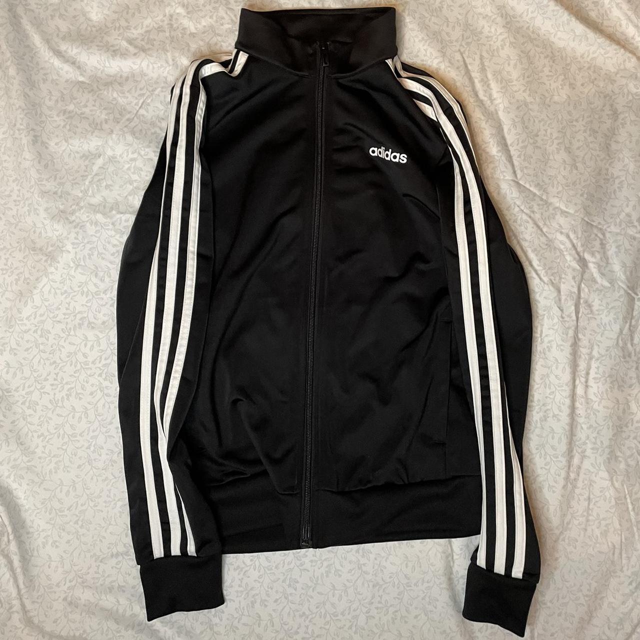 Adidas Black Jacket Worn once. An Adidas black ... - Depop