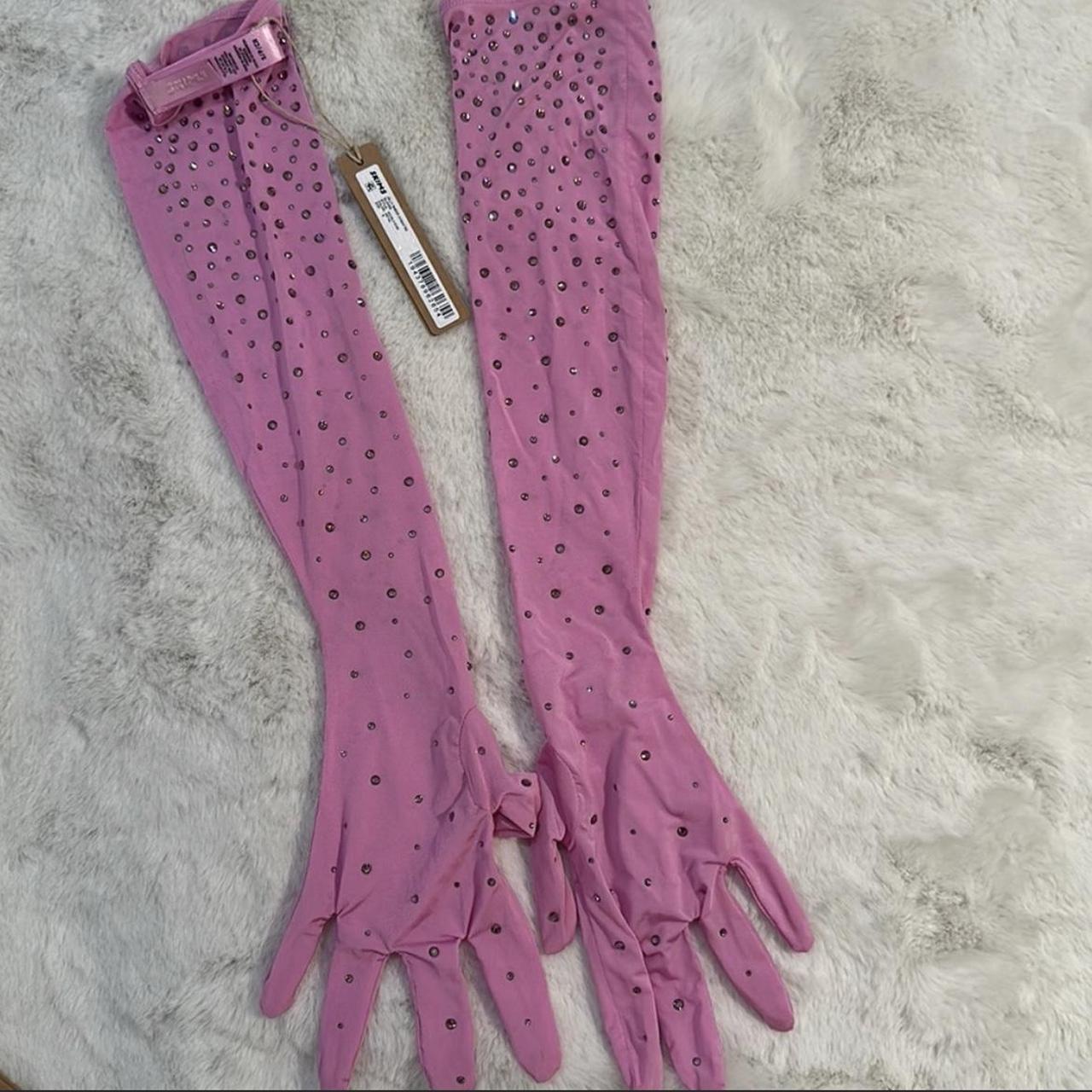 💕NWT Skims Jelly Sheer Rhinestone Gloves Sz Small in... - Depop