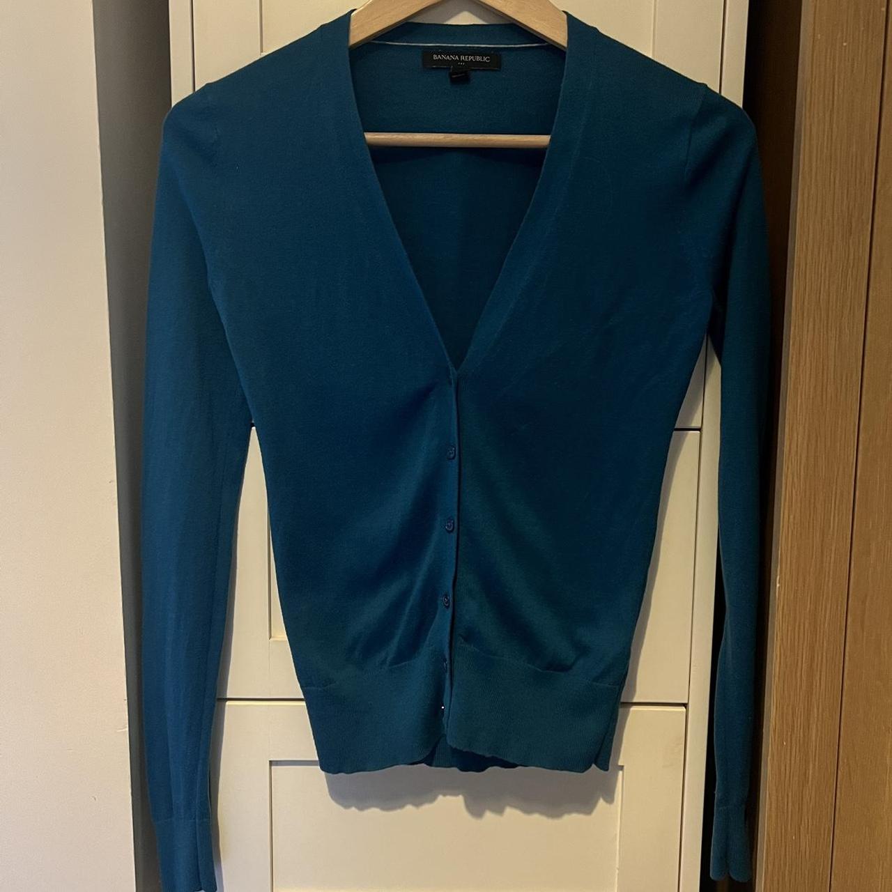 Teal / Turquoise Banana Republic Cardigan in XXS.... - Depop
