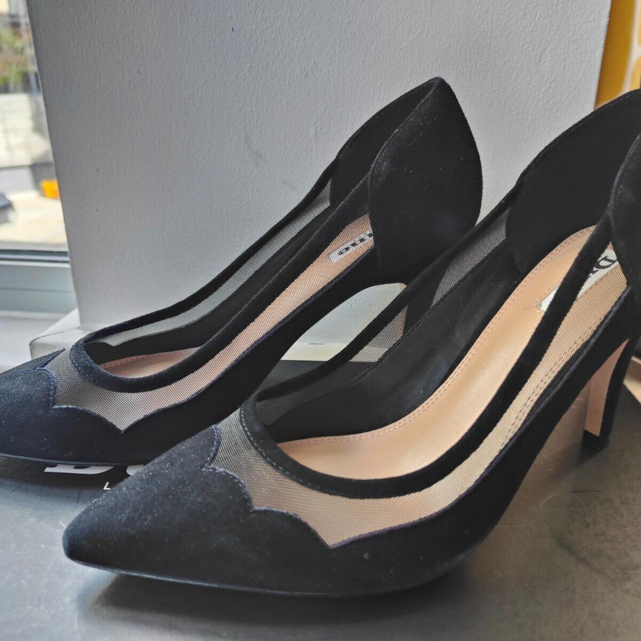 Dune Black Suede Scallop Edge Heels Size 5 - Depop