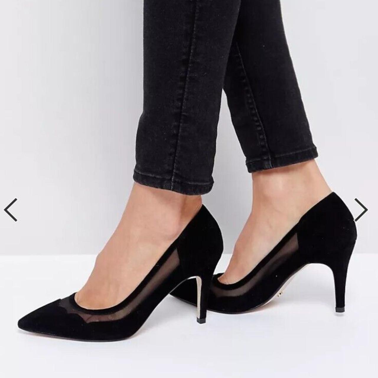 Dune Black Suede Scallop Edge Heels Size 5 - Depop