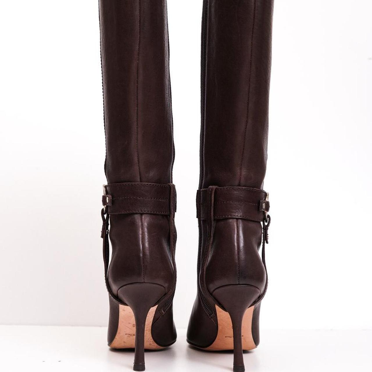 Christian Dior Brown CD Emblem Moto Knee-High Boots... - Depop