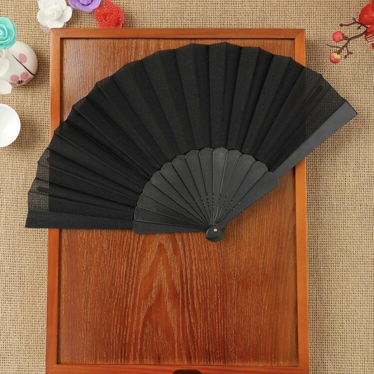 plain black hand fan used once raves festivals - Depop
