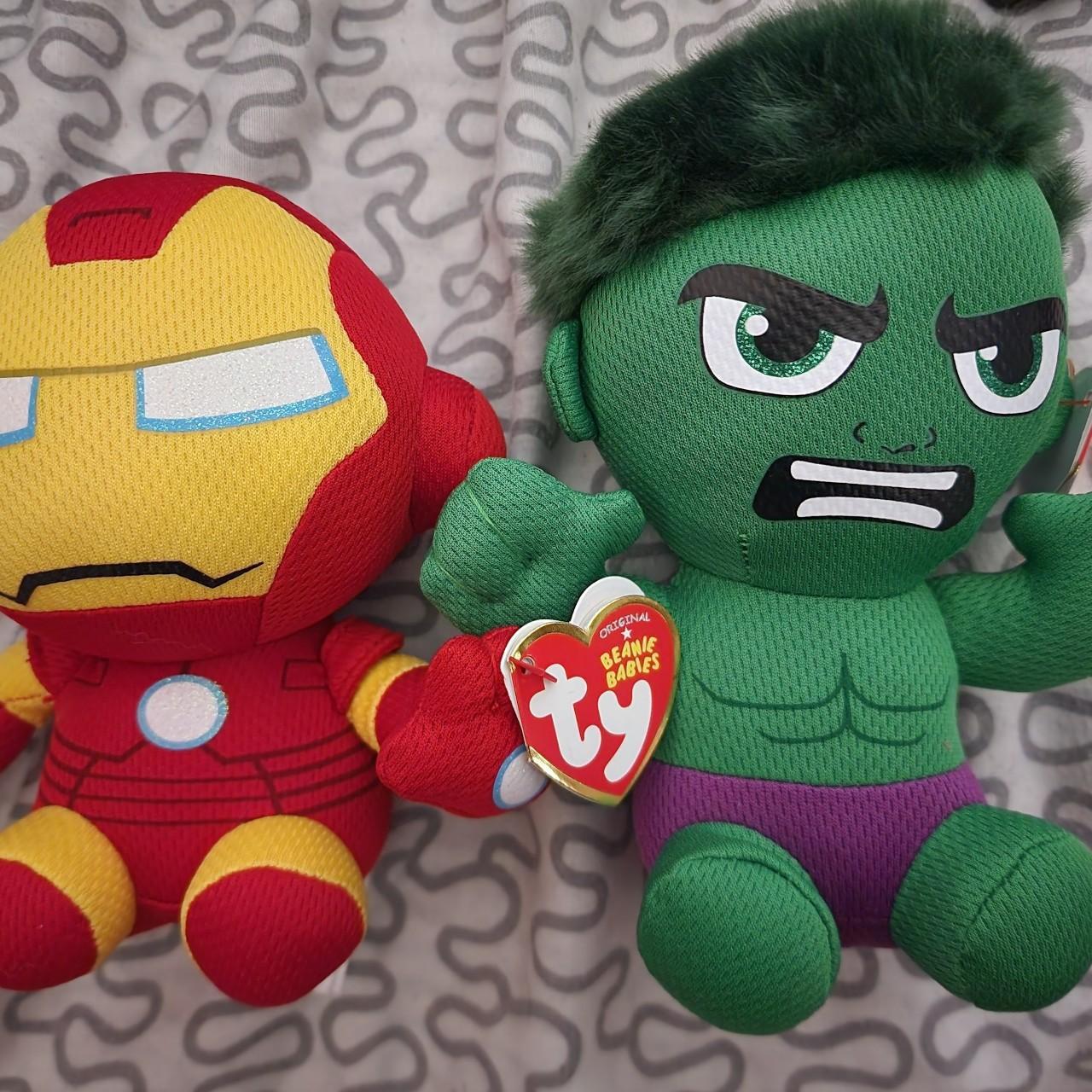 Marvel's duo TY Beanies Iron Man and Hulk both in... - Depop