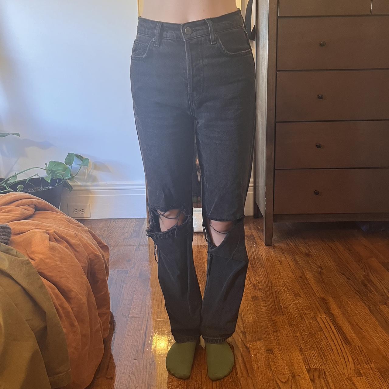Size 25 Reformation Black Ripped Jeans - Depop