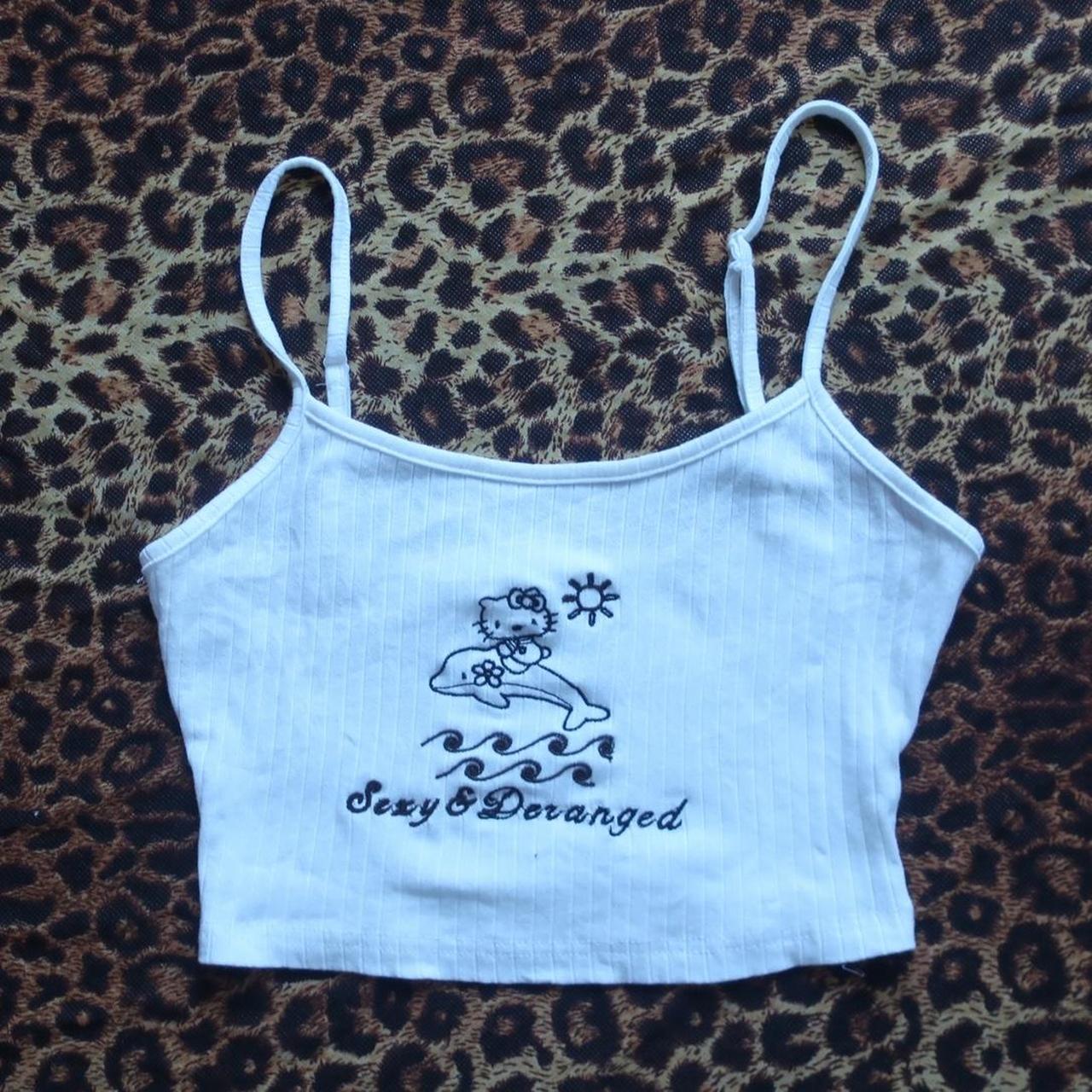 Embroidered sexy & deranged hello kitty embroidered... - Depop