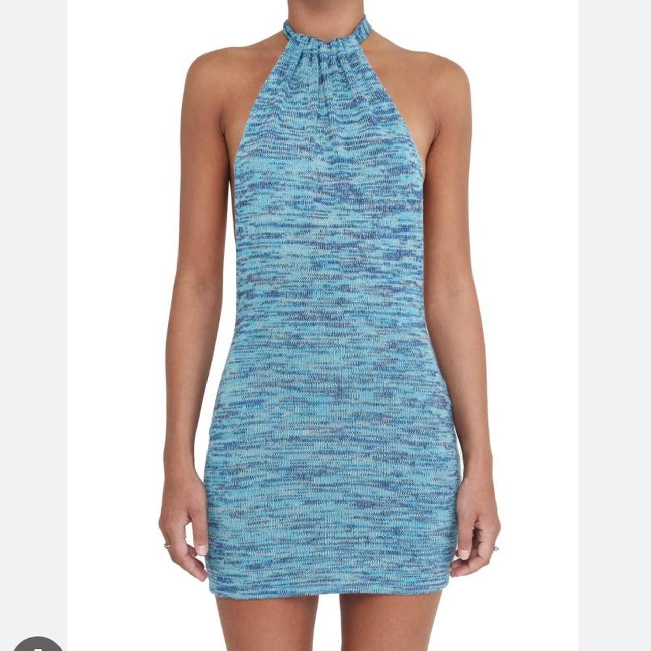 Blue halter neck dress size 8. - Depop