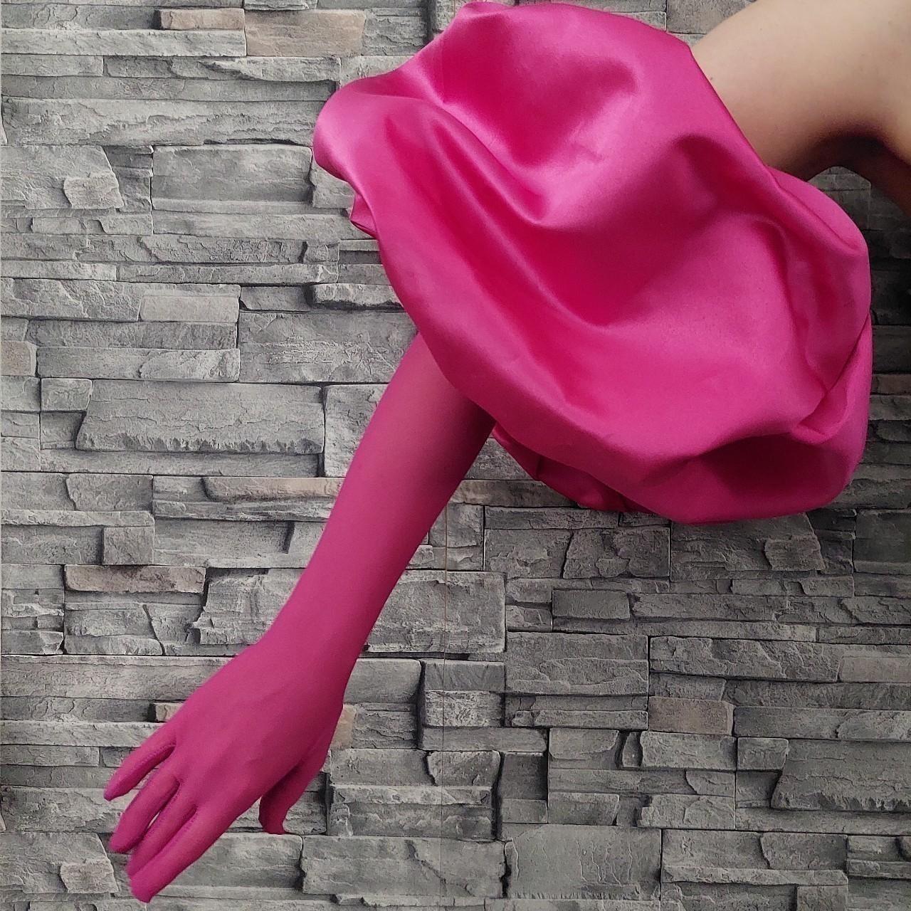 Sexy pink mesh opera gloves with large detachable... - Depop