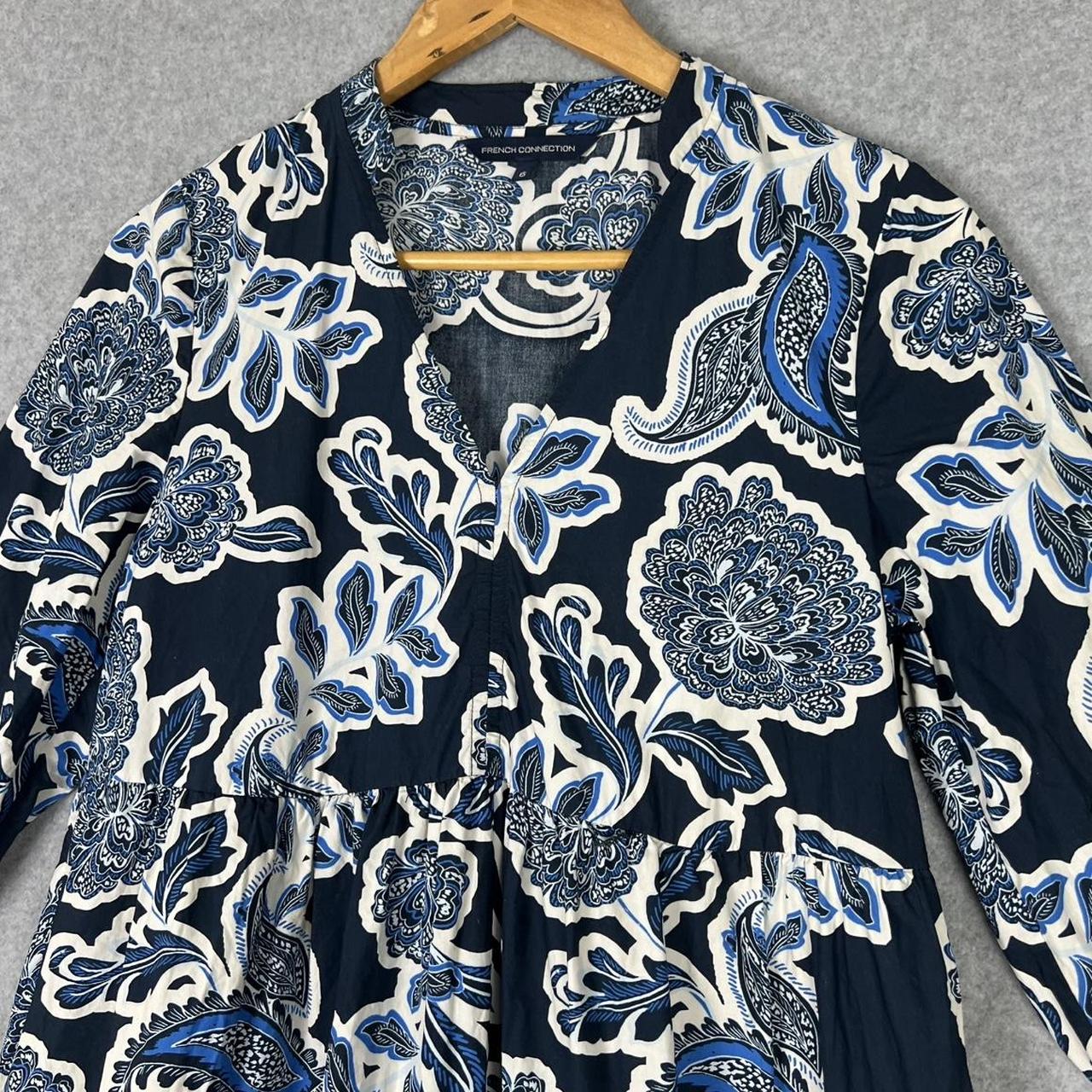French Connection Mini Dress Size 6 Blue Floral... | Depop