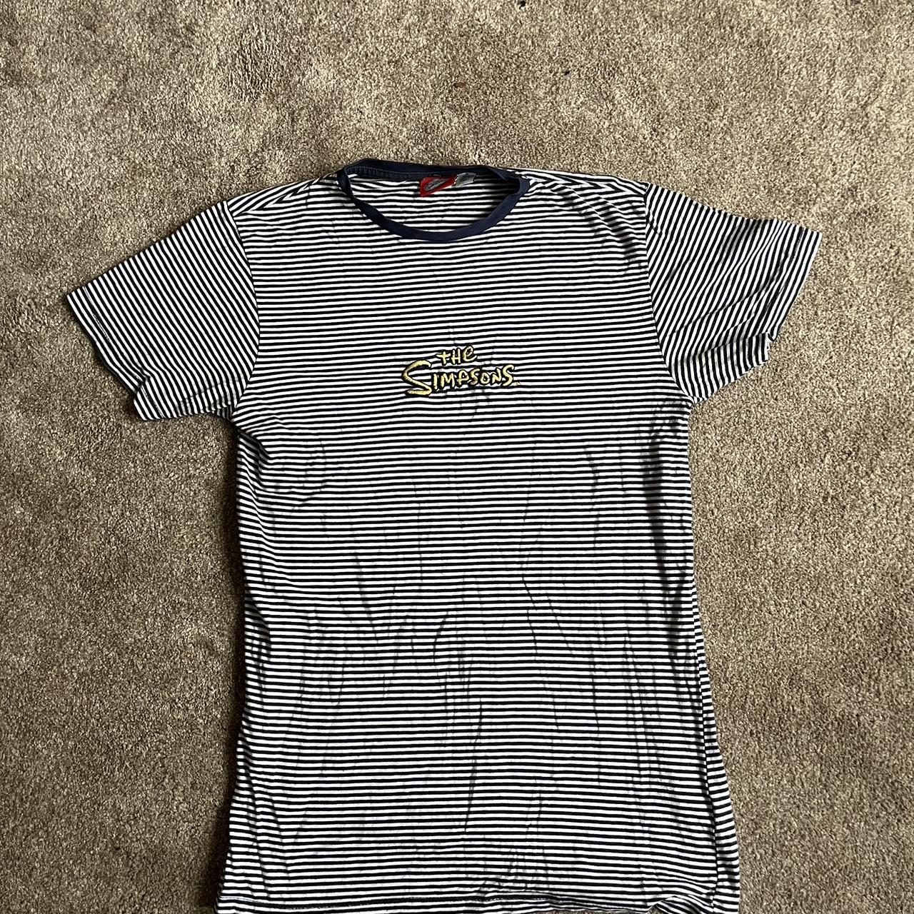 Black and white striped Simpsons t-shirt #Simpsons... | Depop