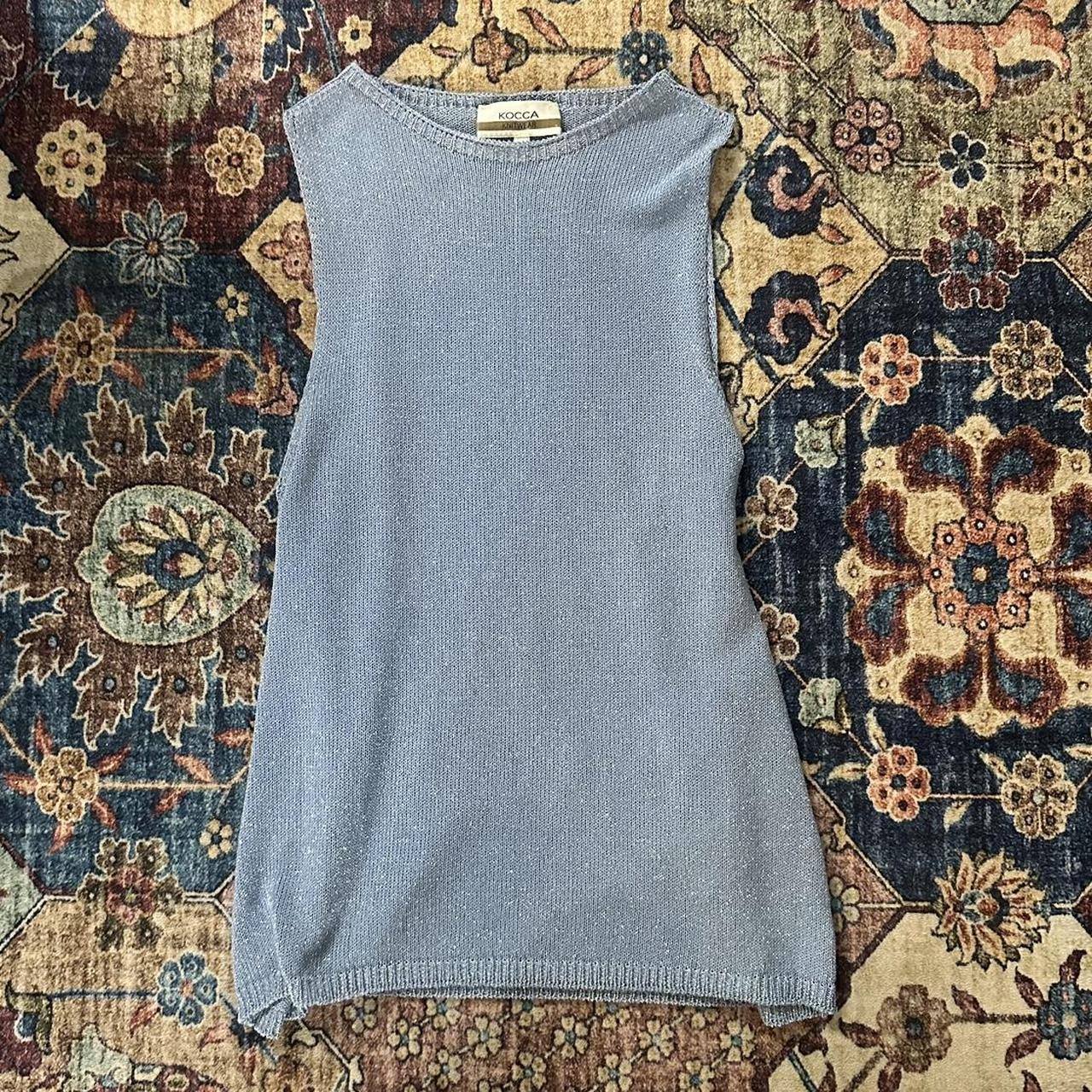 Gorgeous sparkly blue knit tank top by Kocca (bought... | Depop