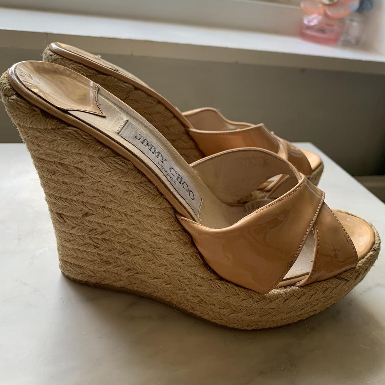 Jimmy Choo Patent Leather Espadrilles Brown Wedge... - Depop