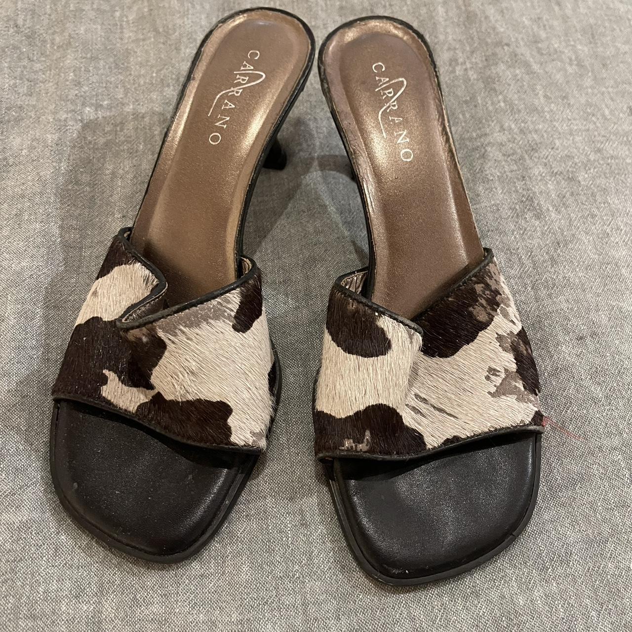 Cow hide heels • mules / small heels • wear as seen... - Depop