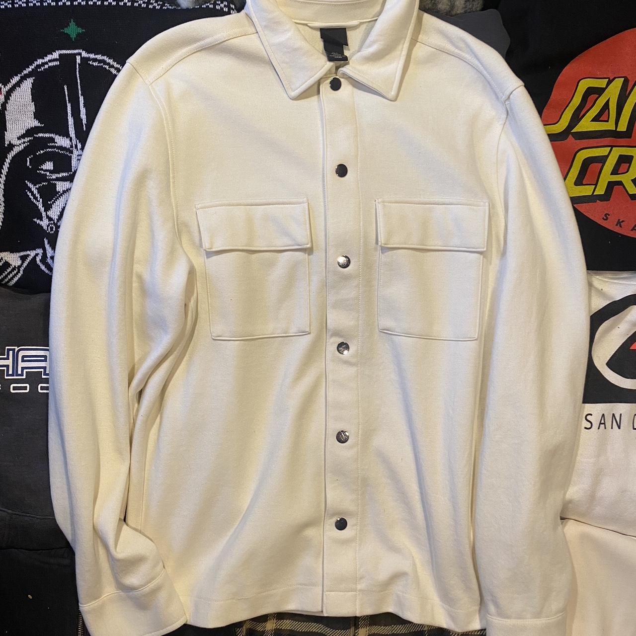 H&M white button up jacket size Medium - Depop