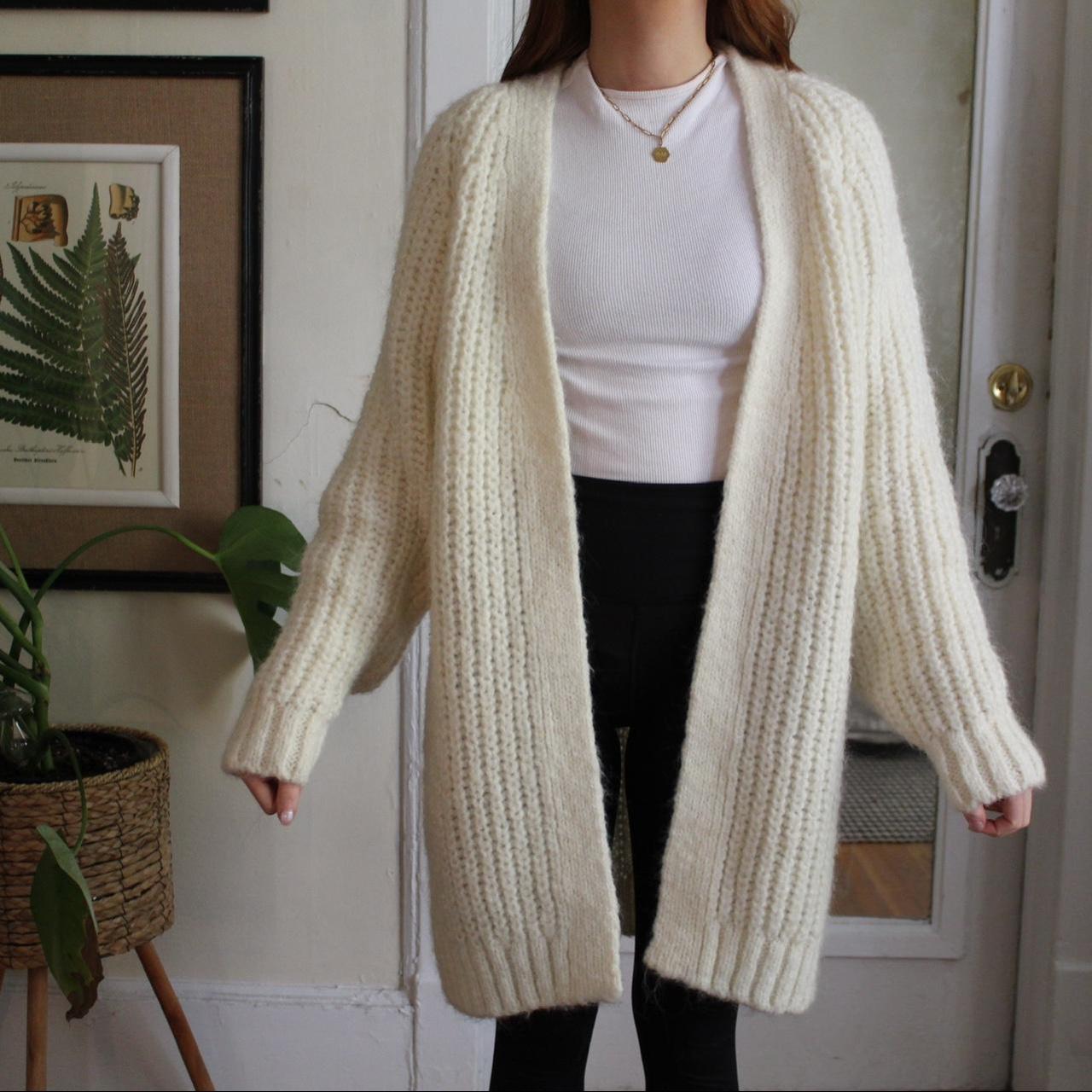 Zara Cream Knit Cardigan - Depop