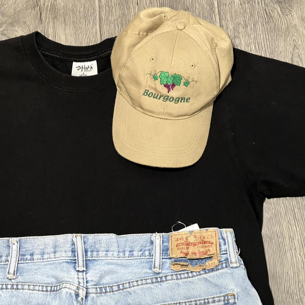 “Bourgogne” embroidered tan hat wine... - Depop