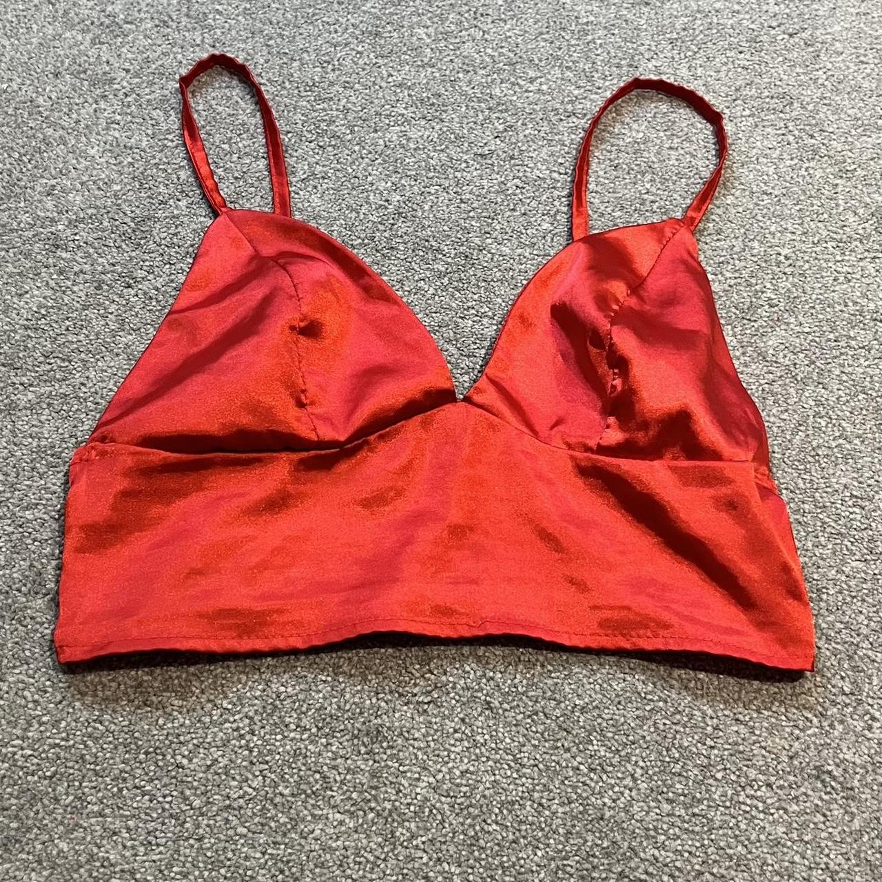 Red satin crop top #crop-top Summer top Holiday... - Depop