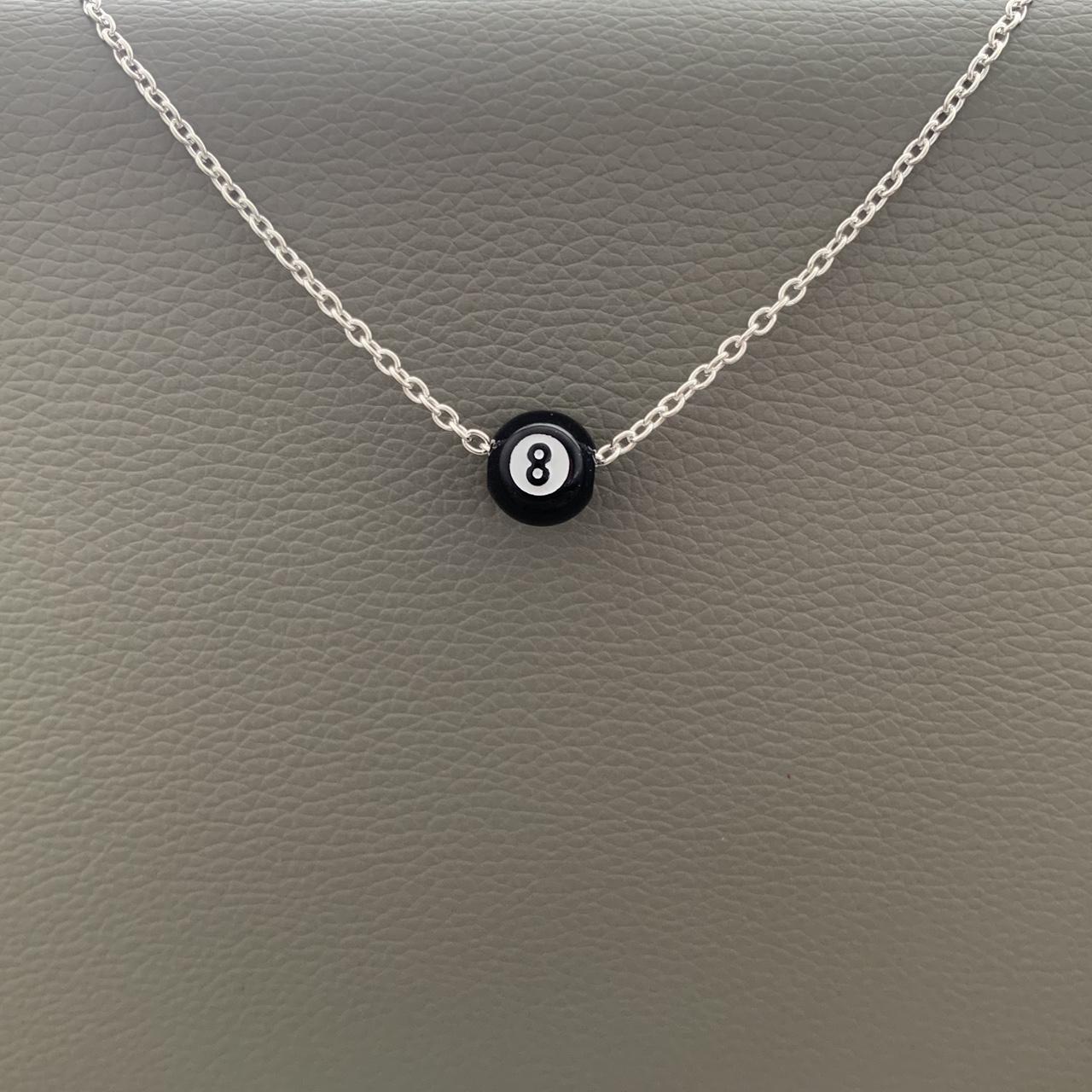 8 ball necklace 🎱 Handmade with silver plated chain... - Depop