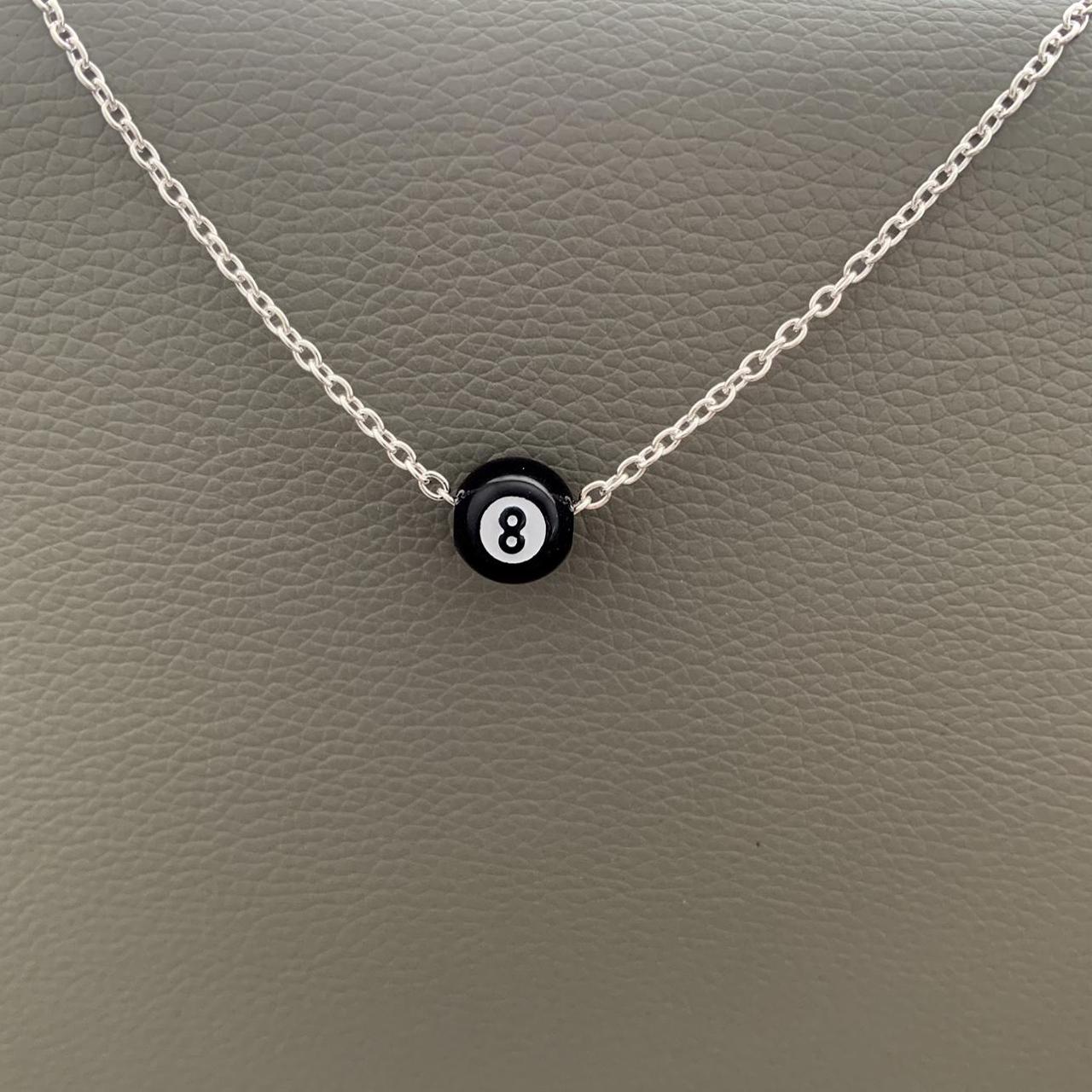 8 ball necklace 🎱 Handmade with silver plated chain... - Depop