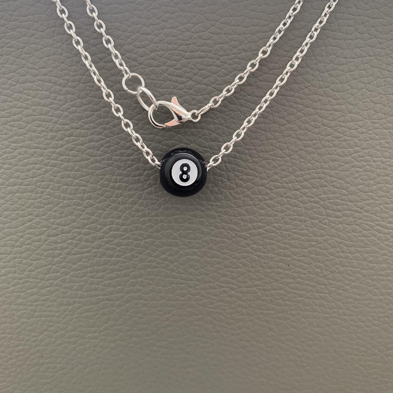 8 ball necklace 🎱 Handmade with silver plated chain... - Depop