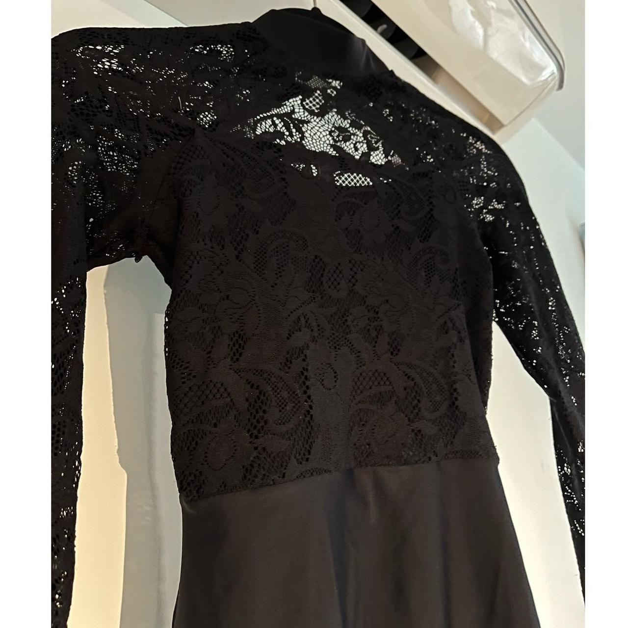 Custom made black lace unitard/contemporary dance... - Depop
