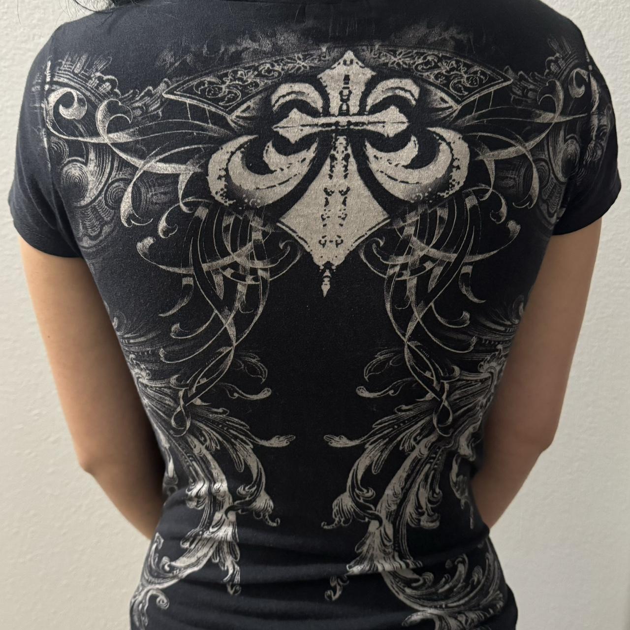 affliction inspired black/grey body central long... - Depop