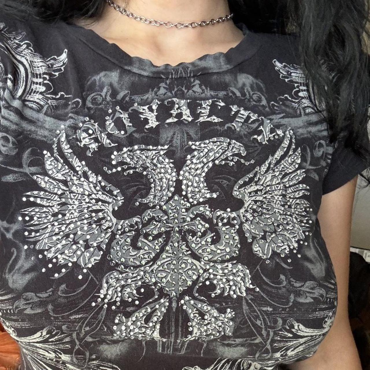 affliction inspired black/grey body central long... - Depop