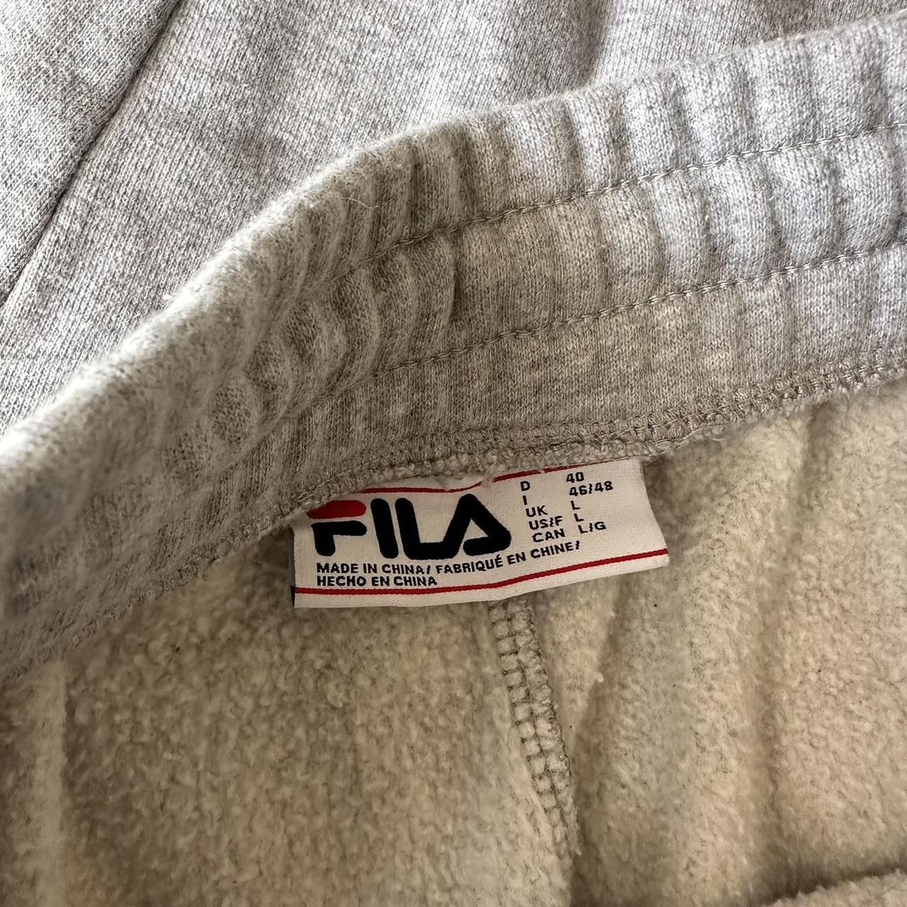 gray fila sweatpants - good condition - adjustable... - Depop