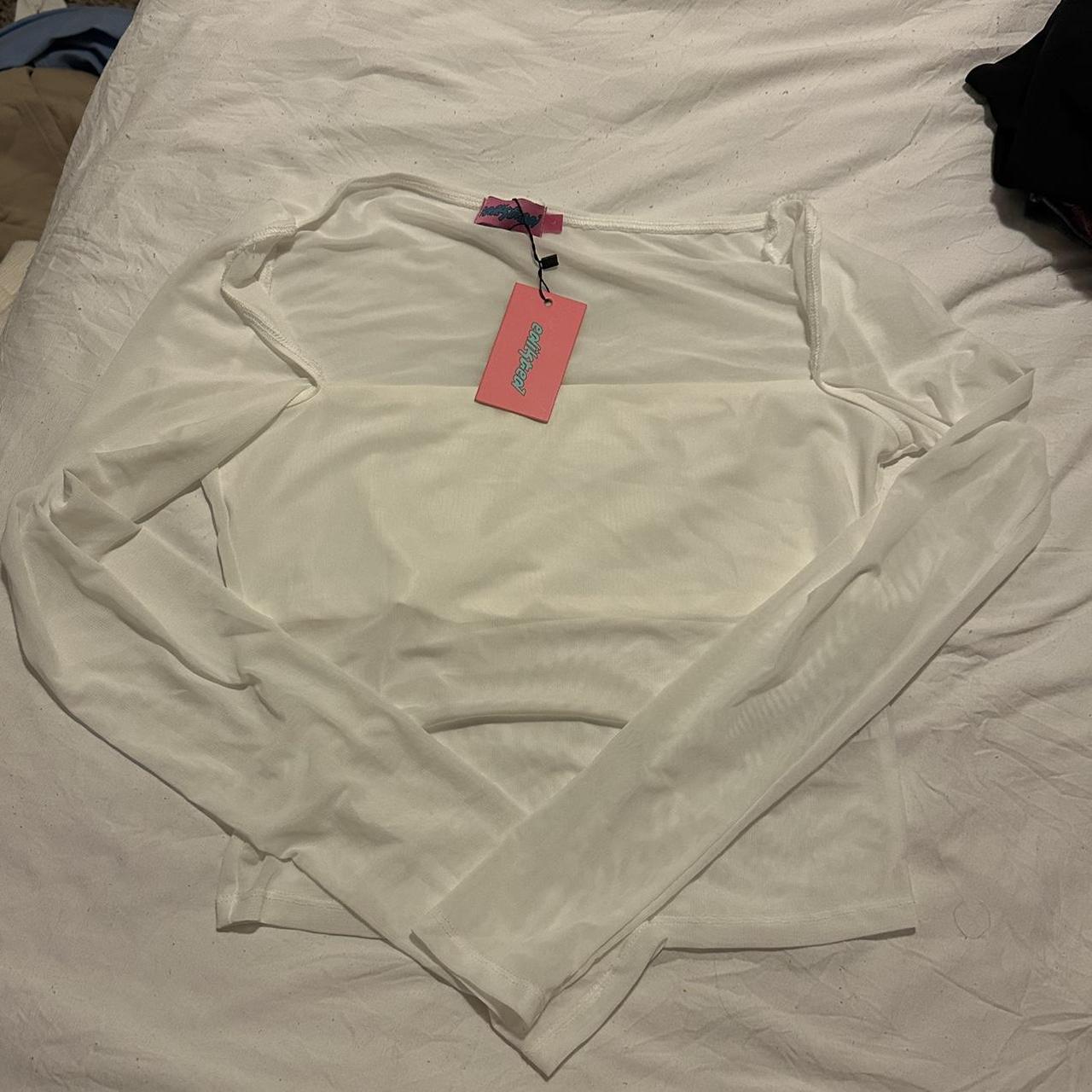 brand new white edikted mesh sheer top - new with... - Depop