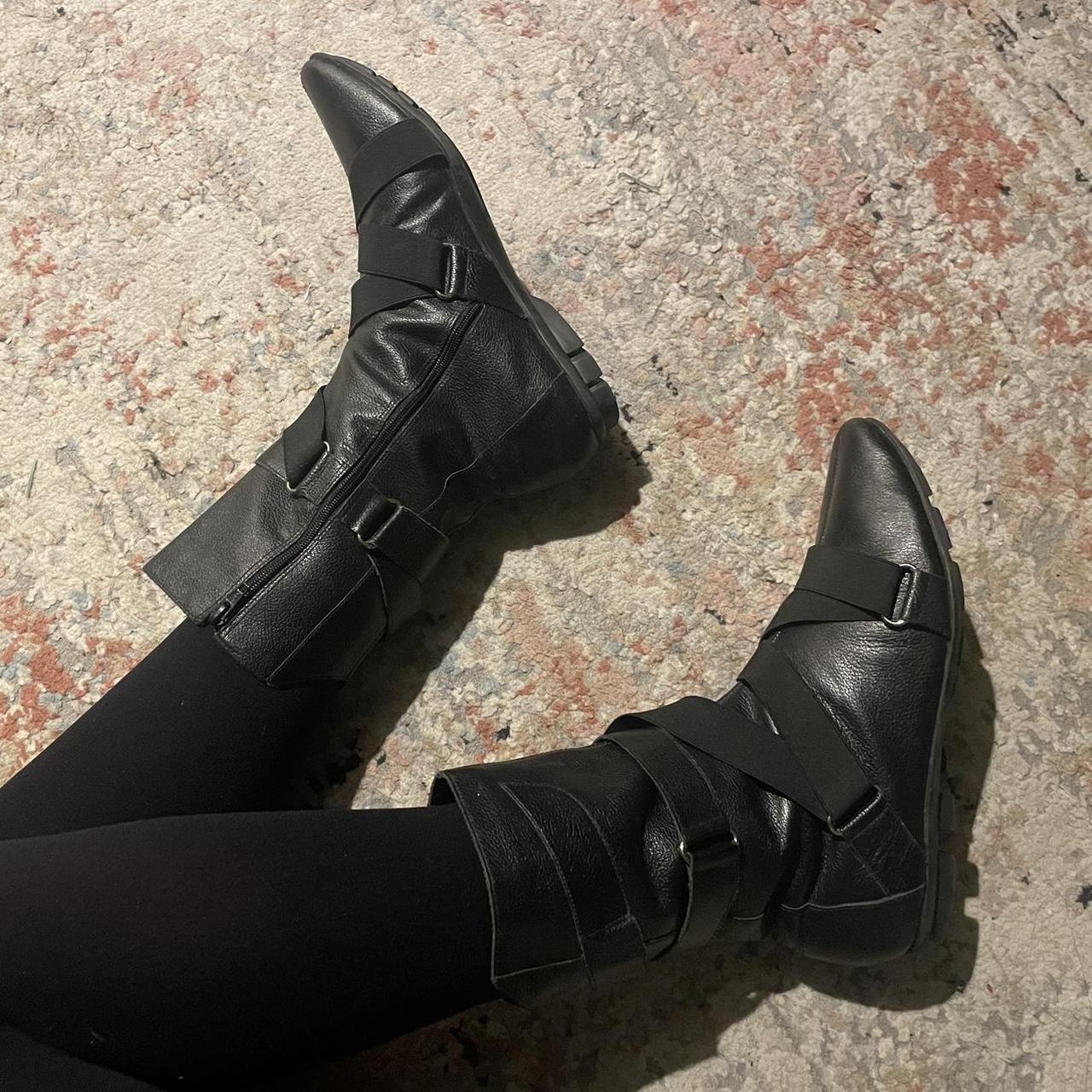 pointy toe strap boots, size 8 true to size. like... - Depop