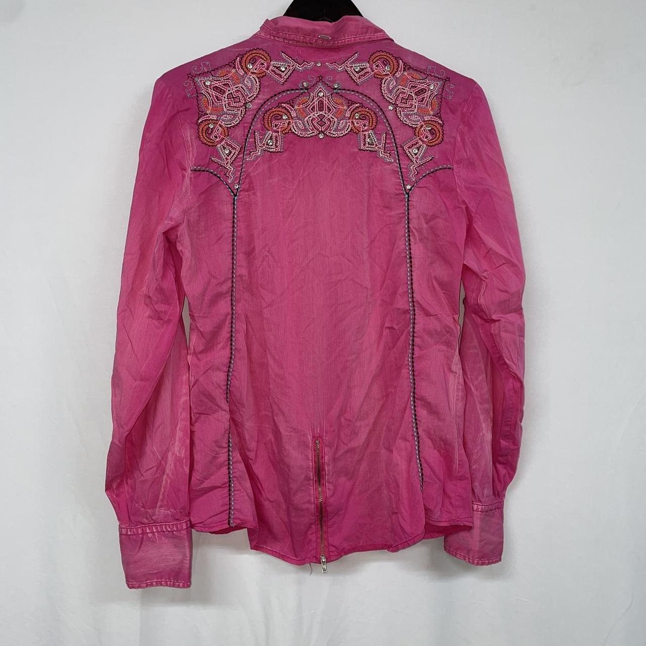 Roar Women’s XL Pink Embroidered Western Button Up... | Depop