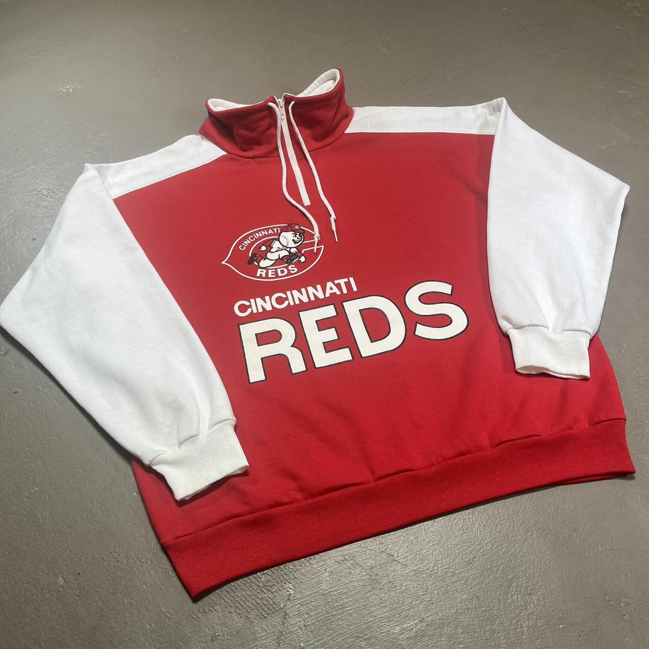 Vintage Cincinnati Reds MLB Crewneck Zip Sweatshirt... - Depop