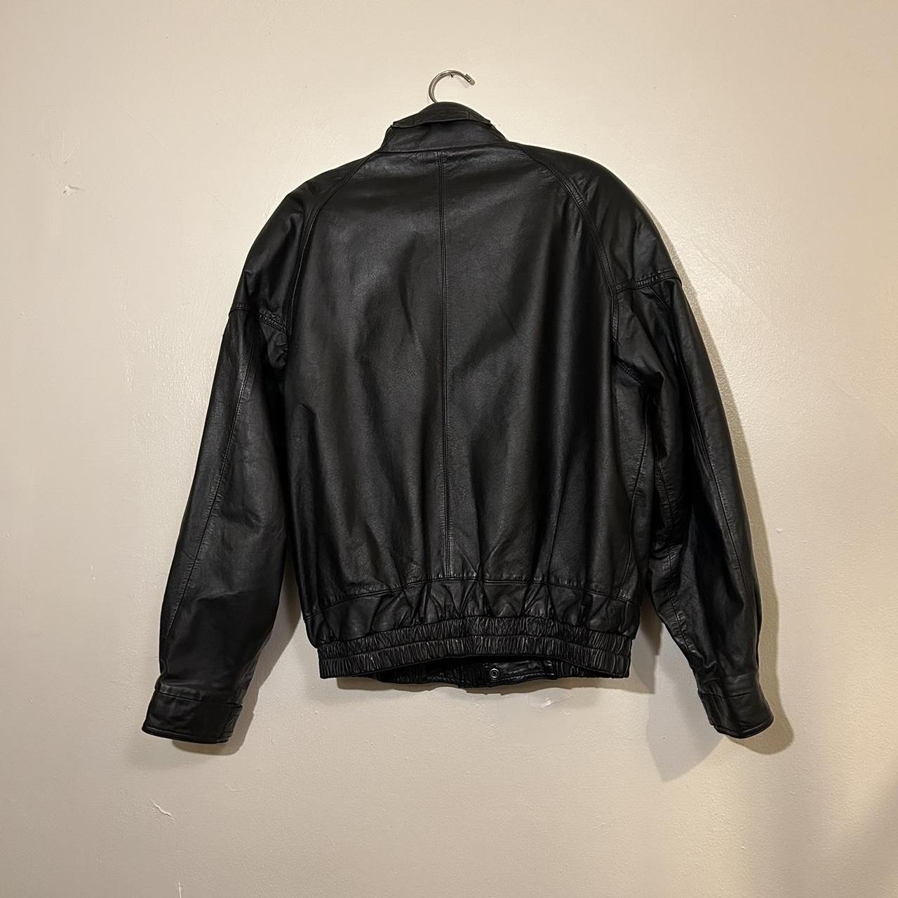 Genuine leather jacket, black. 2 front facing... - Depop