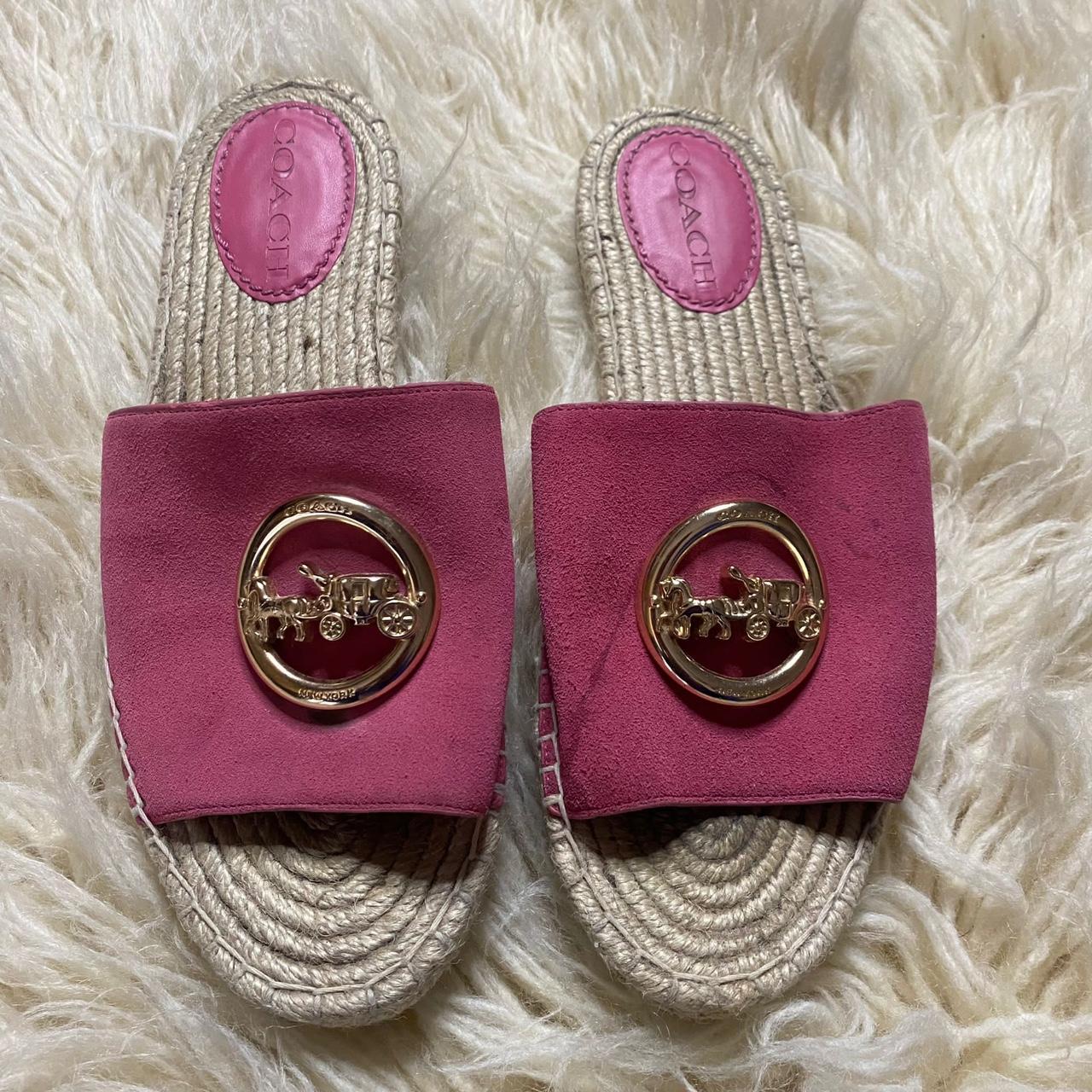 Coach pink suede espadrilles size 8. Please note the... - Depop