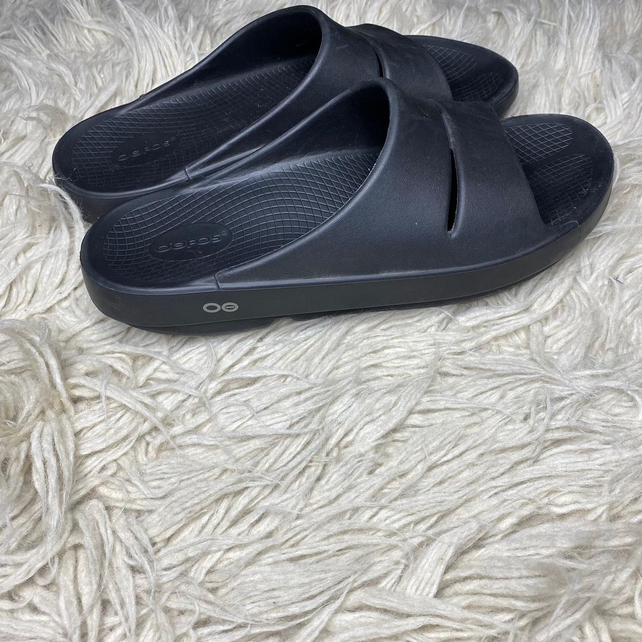 OOFOS Unisex Black OOAHH Recovery Slide Sandals... - Depop