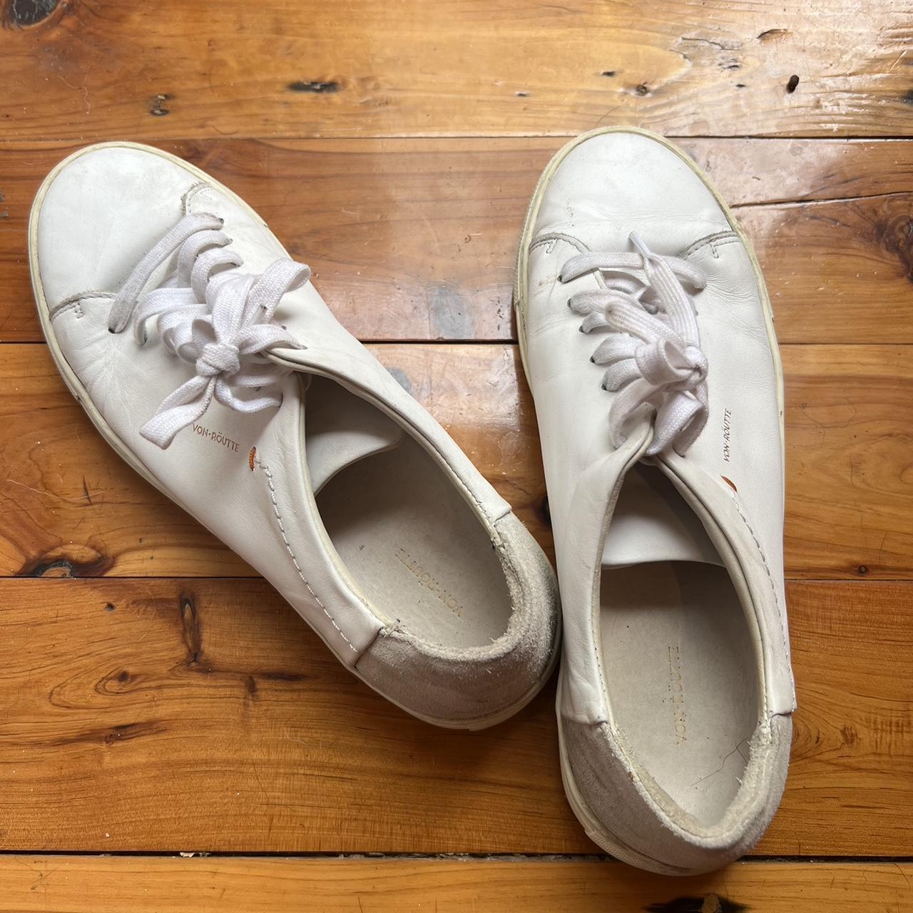 White and grey Von Röutte sneakers Real leather... - Depop
