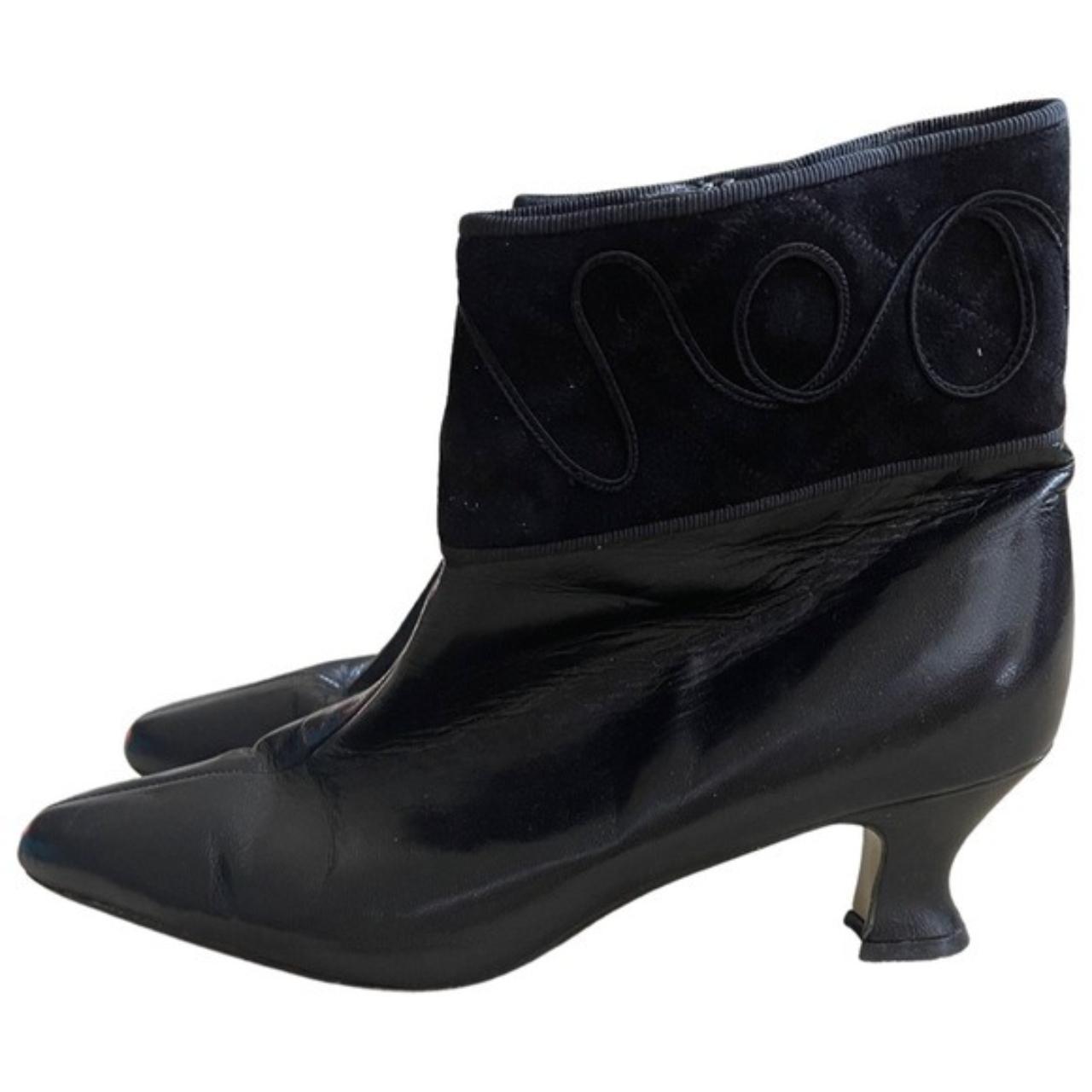 Vintage Bellini 80s 90s witchy heeled ankle booties... - Depop