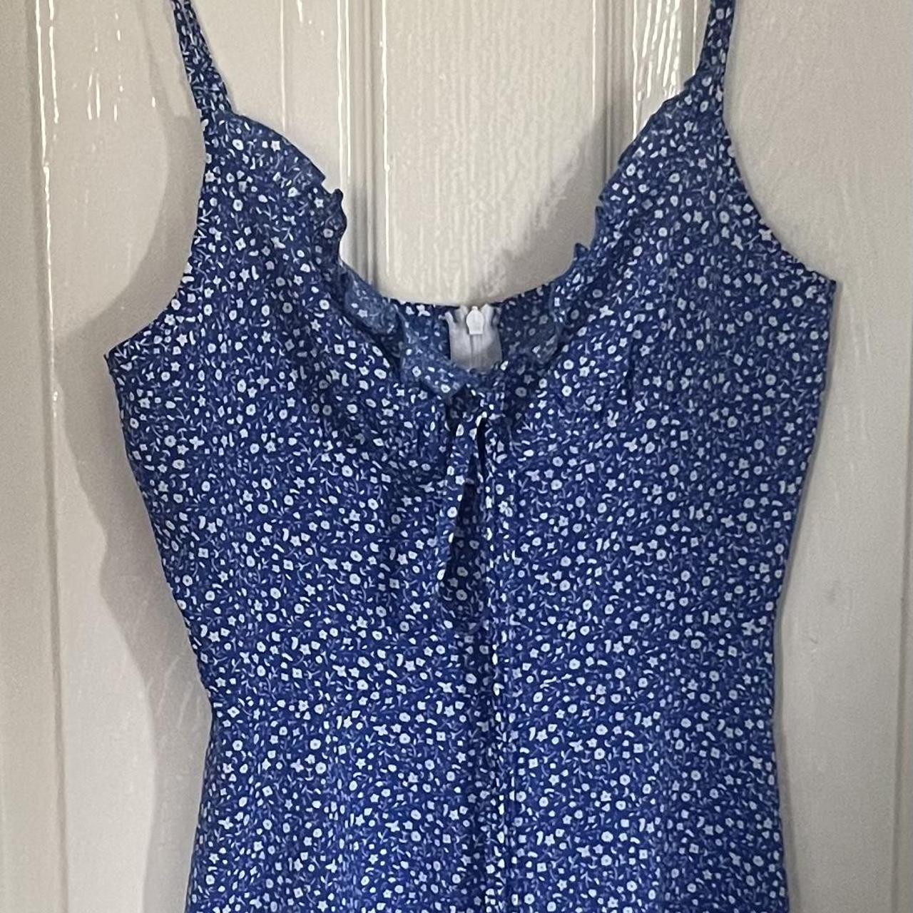SHEIN Women's Blue and White Playsuit-romper | Depop