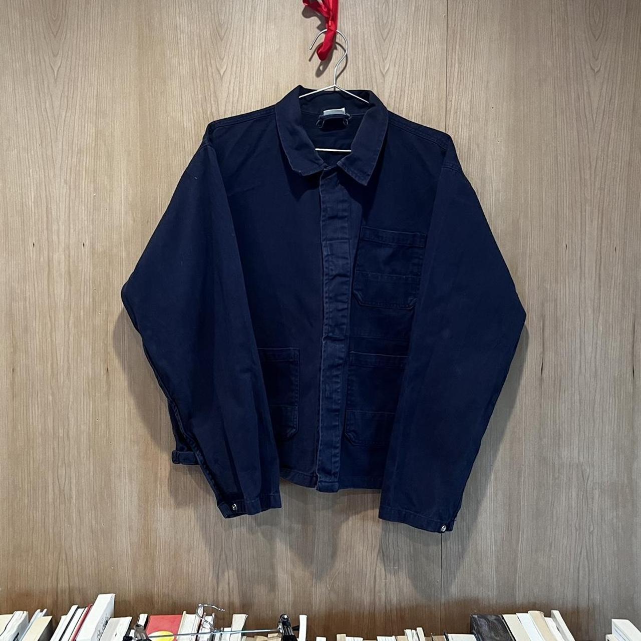 Navy blue vintage chore coat. Workwear heavy cotton... - Depop