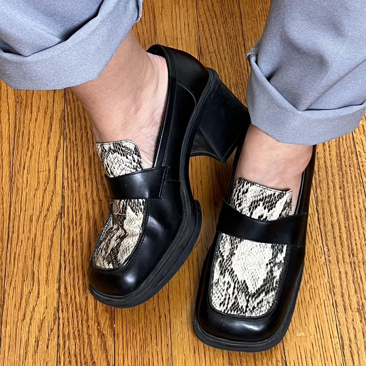 Snake Print Leather Square Toe Loafers 🖤 #loafer... - Depop