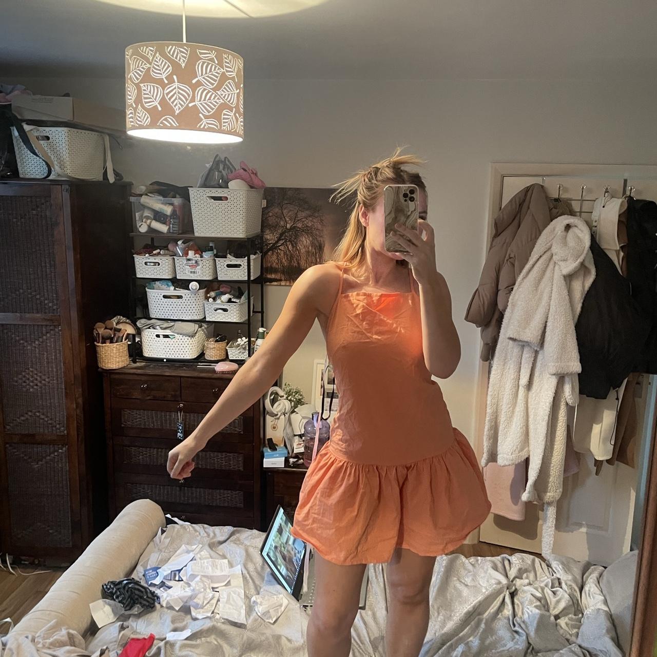 Orange frill hem ruffle dress ~ size 4 ~ Missguided... - Depop